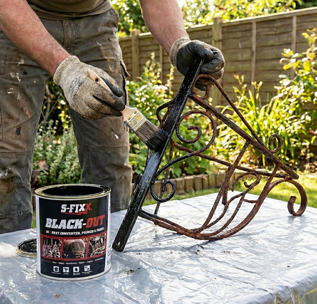 S-FIXX BLACK-OUT Rust Converter & Anti Rust Metal Primer Paint – 3-in-